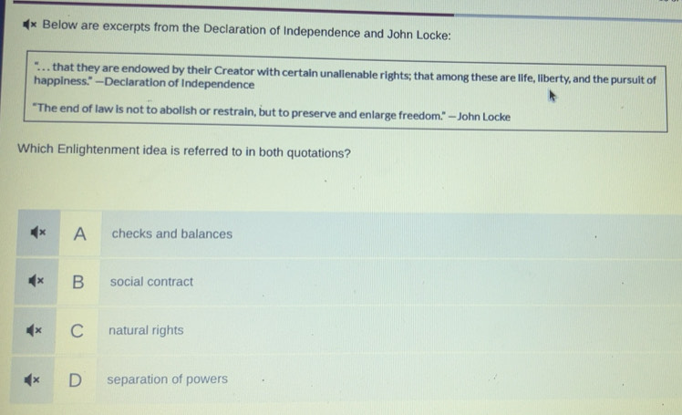 Solved: × Below are excerpts from the Declaration of Independence and ...