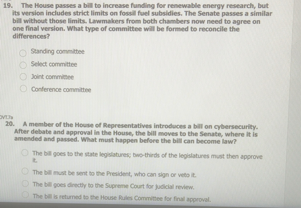 Solved: The House passes a bill to increase funding for renewable ...