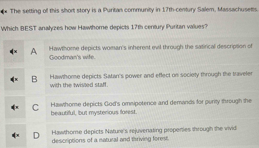 Solved: × The setting of this short story is a Puritan community in ...