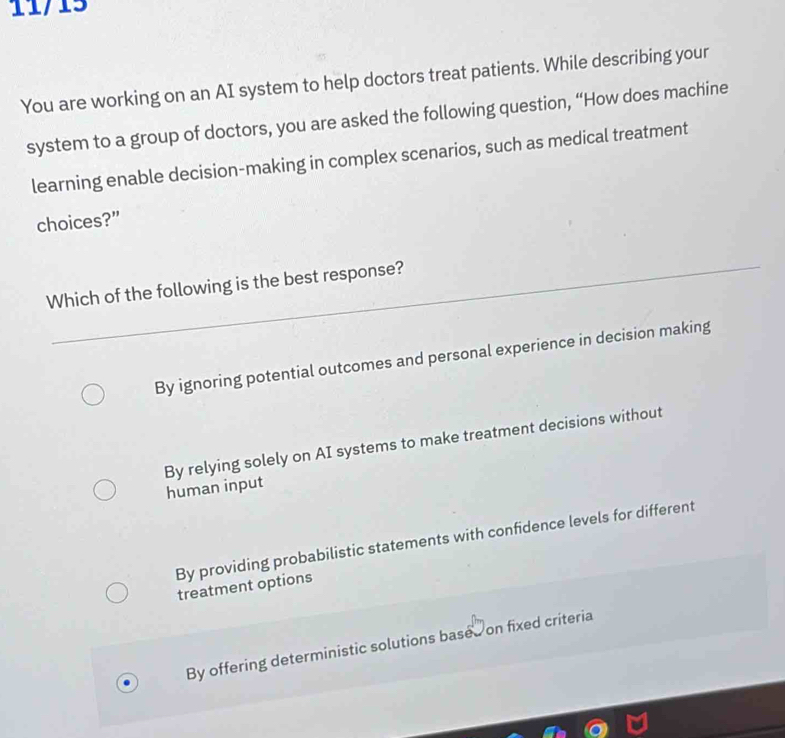 Solved: 11/15 You are working on an AI system to help doctors treat ...