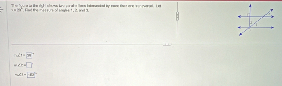 The figure to the right shows two parallel lines intersected by more ...