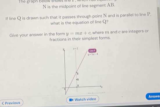 Solved: The graph below shows line I , whic N is the midpoint of line ...