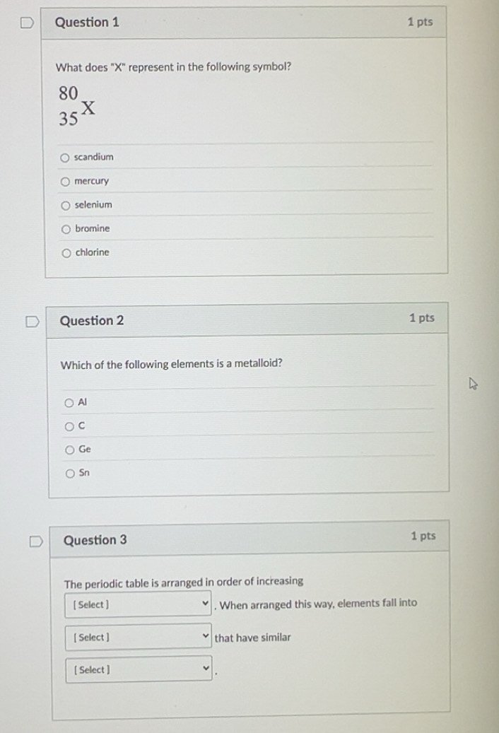 Solved: What does "X" represent in the following symbol? _(35)^8 ...