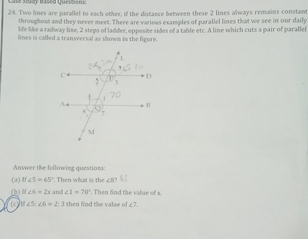 Solved: Case Study Based Questions: 24. Two lines are parallel to each ...