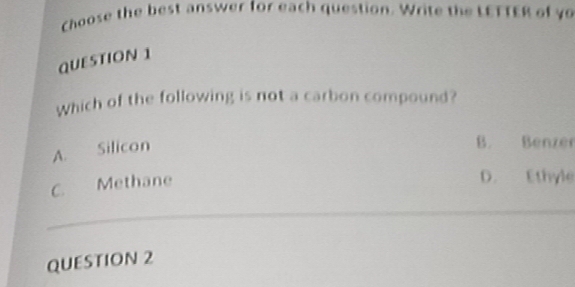 Solved: Choose the best answer for each question. Write the LEFTER of ...