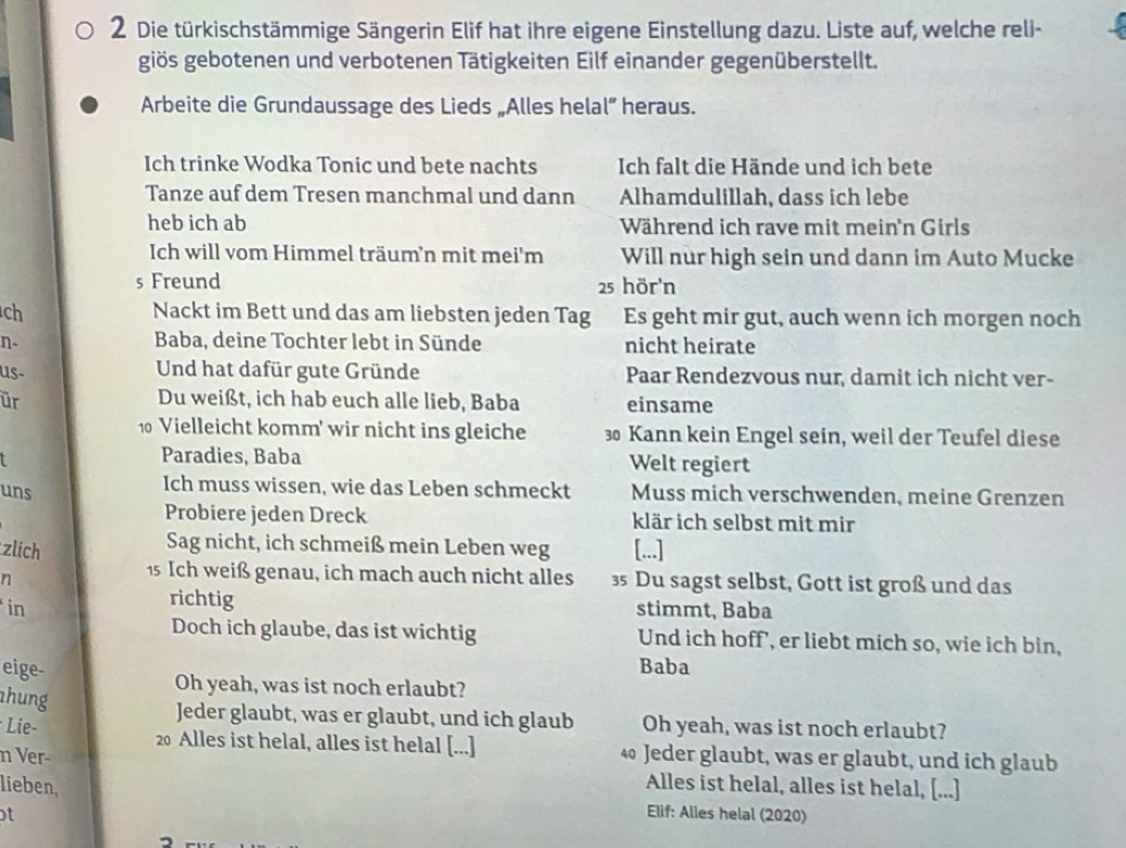Gelöst:Die türkischstämmige Sängerin Elif hat ihre eigene Einstellung ...