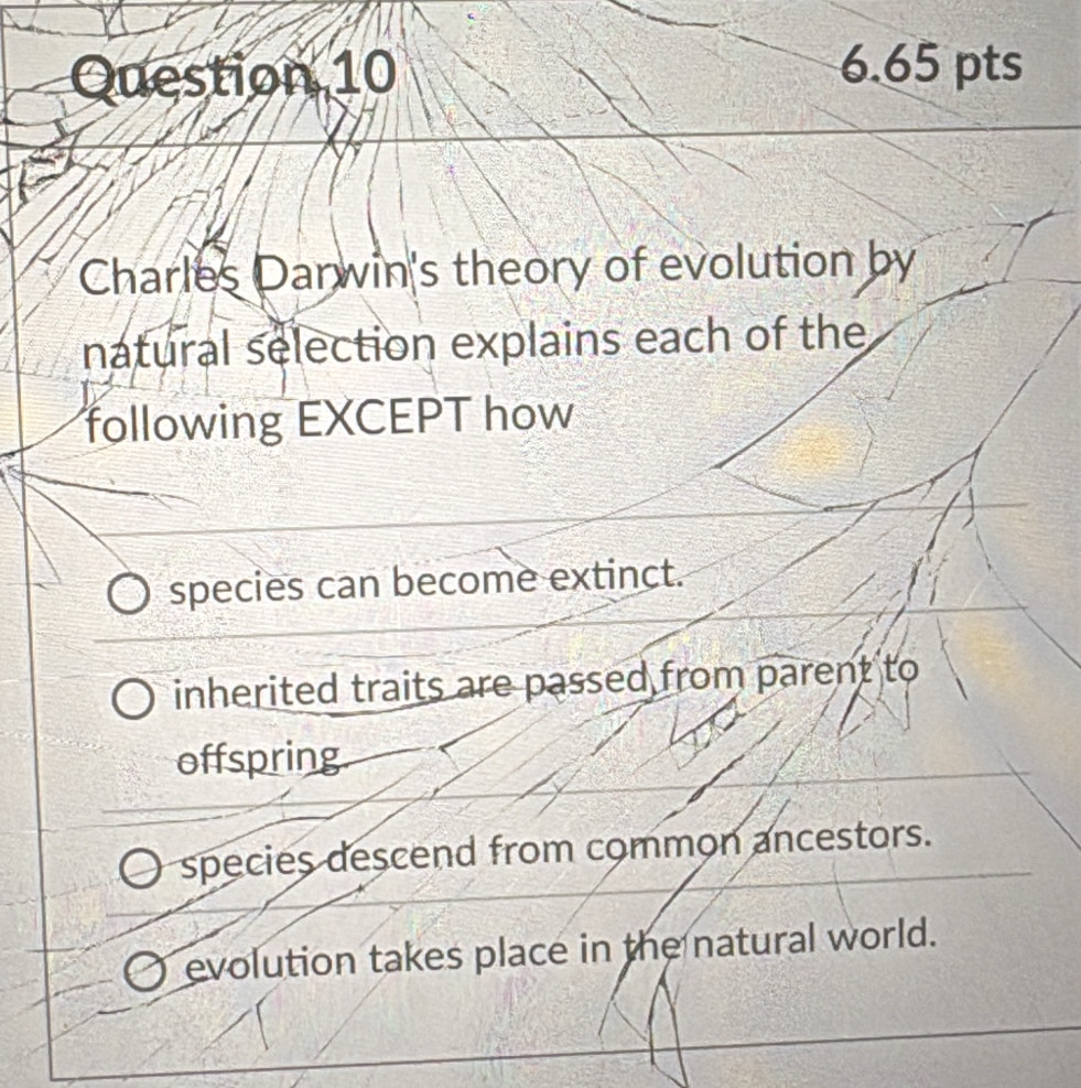 Solved: Charles Darwin's theory of evolution by natural selection ...