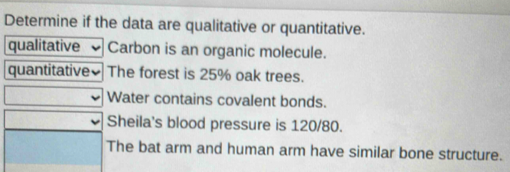 Solved: Determine if the data are qualitative or quantitative ...