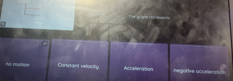 Gelöst:The graph represents a no motion Constant velocity Acceleration ...