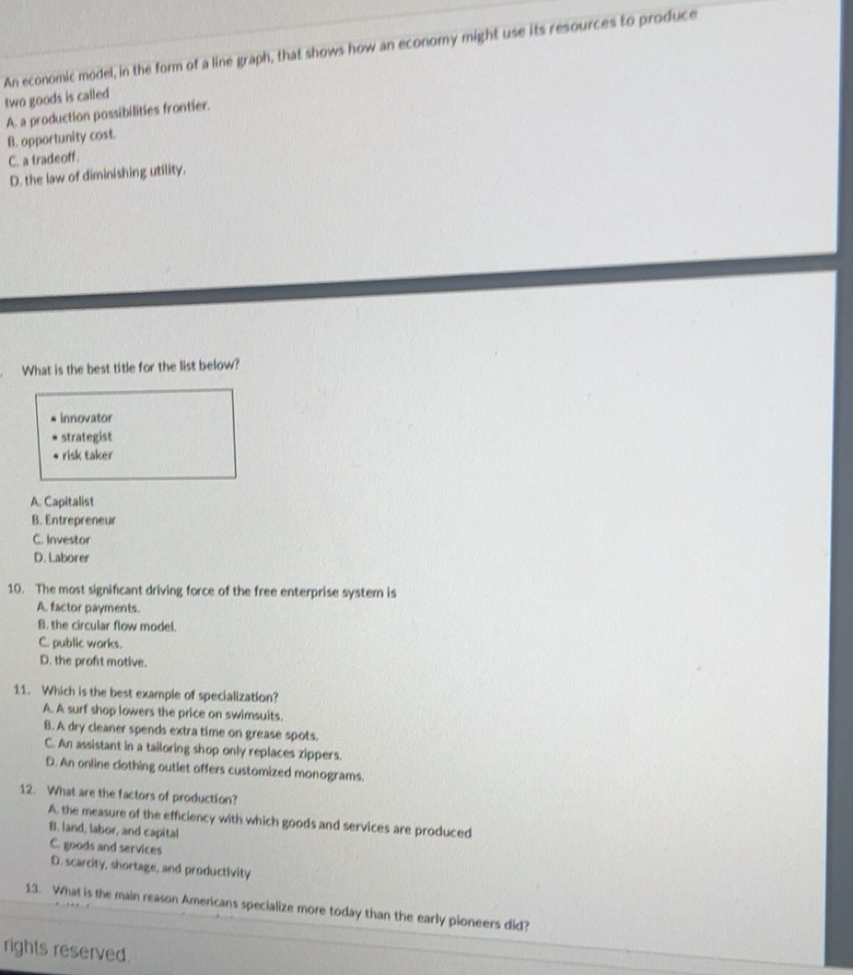 Solved: An economic model, in the form of a line graph, that shows how ...