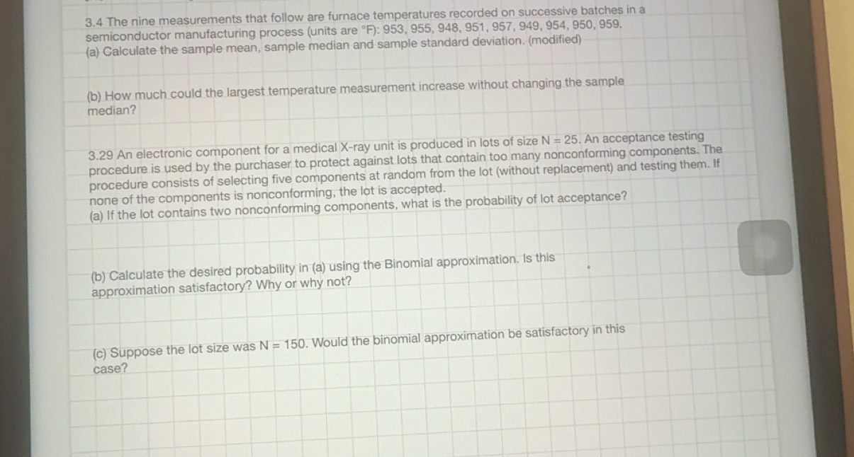 Solved: 3.4 The nine measurements that follow are furnace temperatures ...