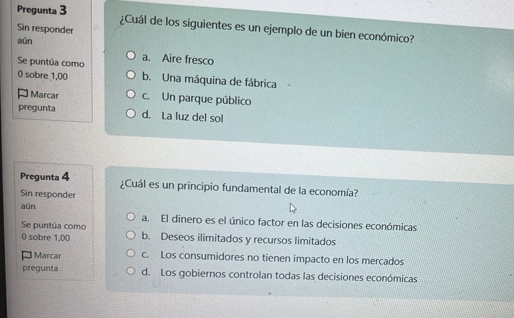 Resuelto:Pregunta 3 ¿Cuál de los siguientes es un ejemplo de un bien ...