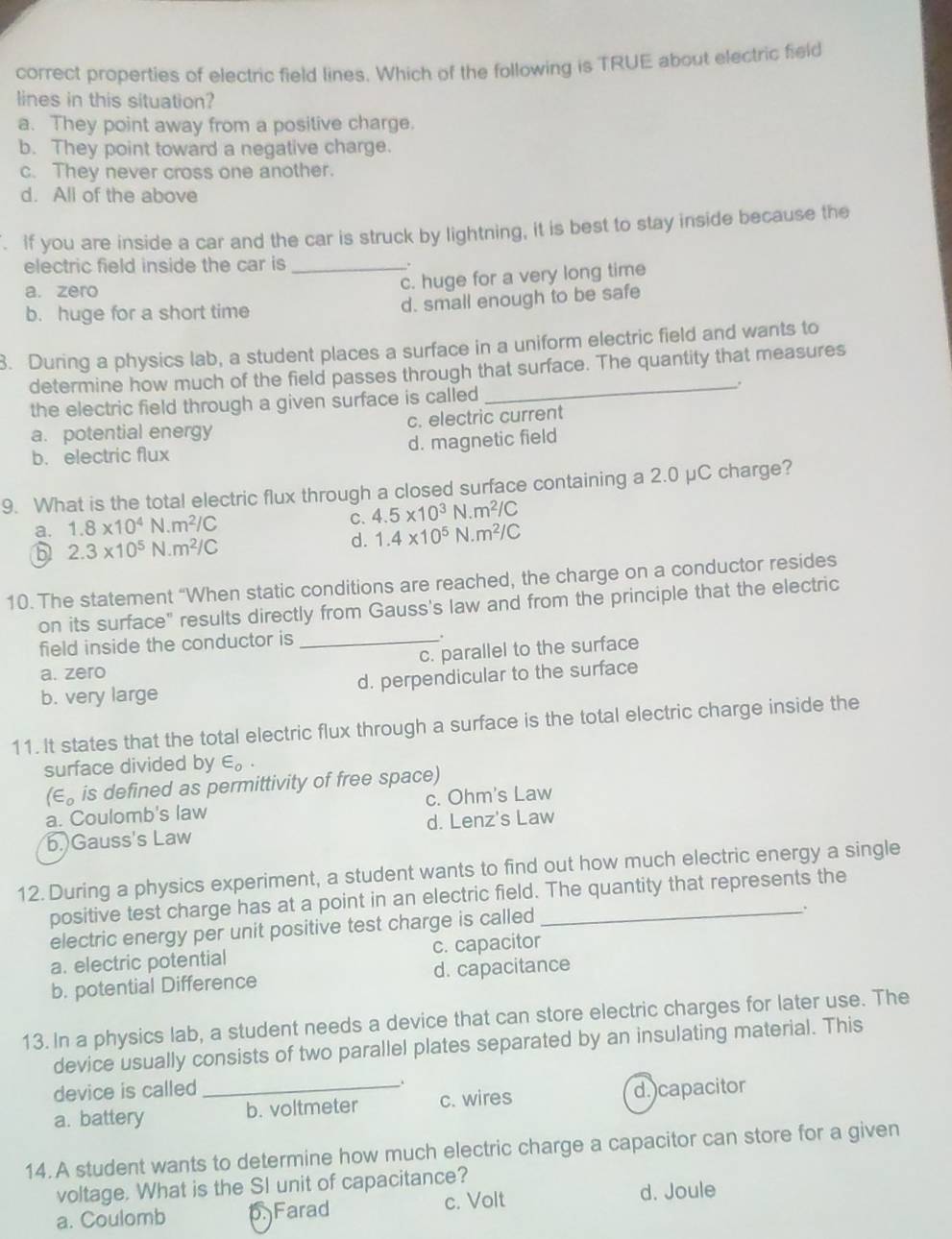 Solved: correct properties of electric field lines. Which of the following is TRUE about ...