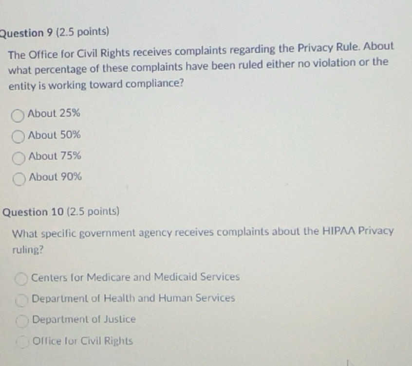 Solved: The Office for Civil Rights receives complaints regarding the ...