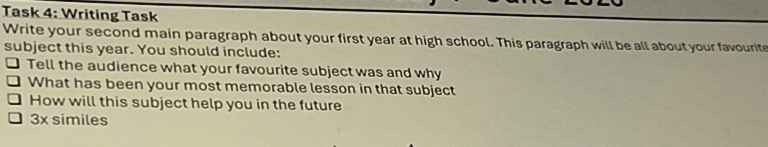 Solved: Task 4: Writing Task Write your second main paragraph about ...