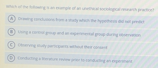 Solved: Which of the following is an example of an unethical ...