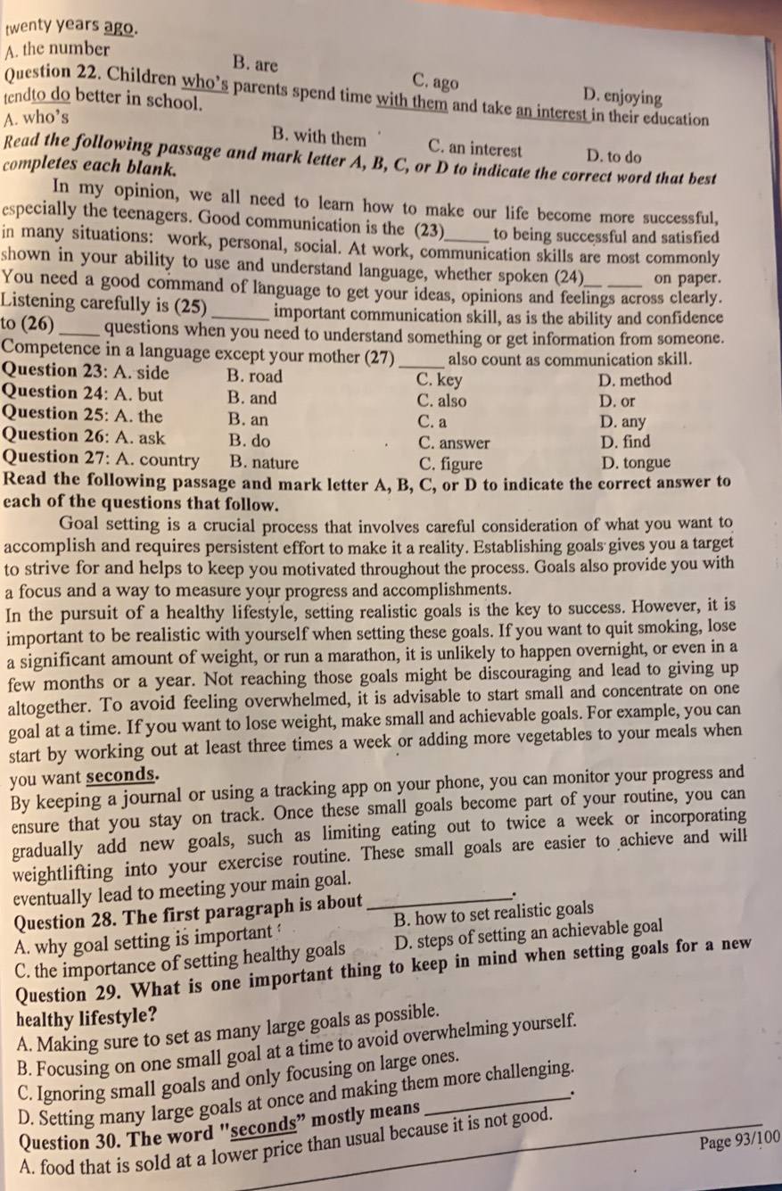 Giải quyết:twenty years ago. A. the number B. are C. ago D. enjoying ...