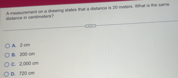 Solved: A measurement on a drawing states that a distance is 20 meters ...