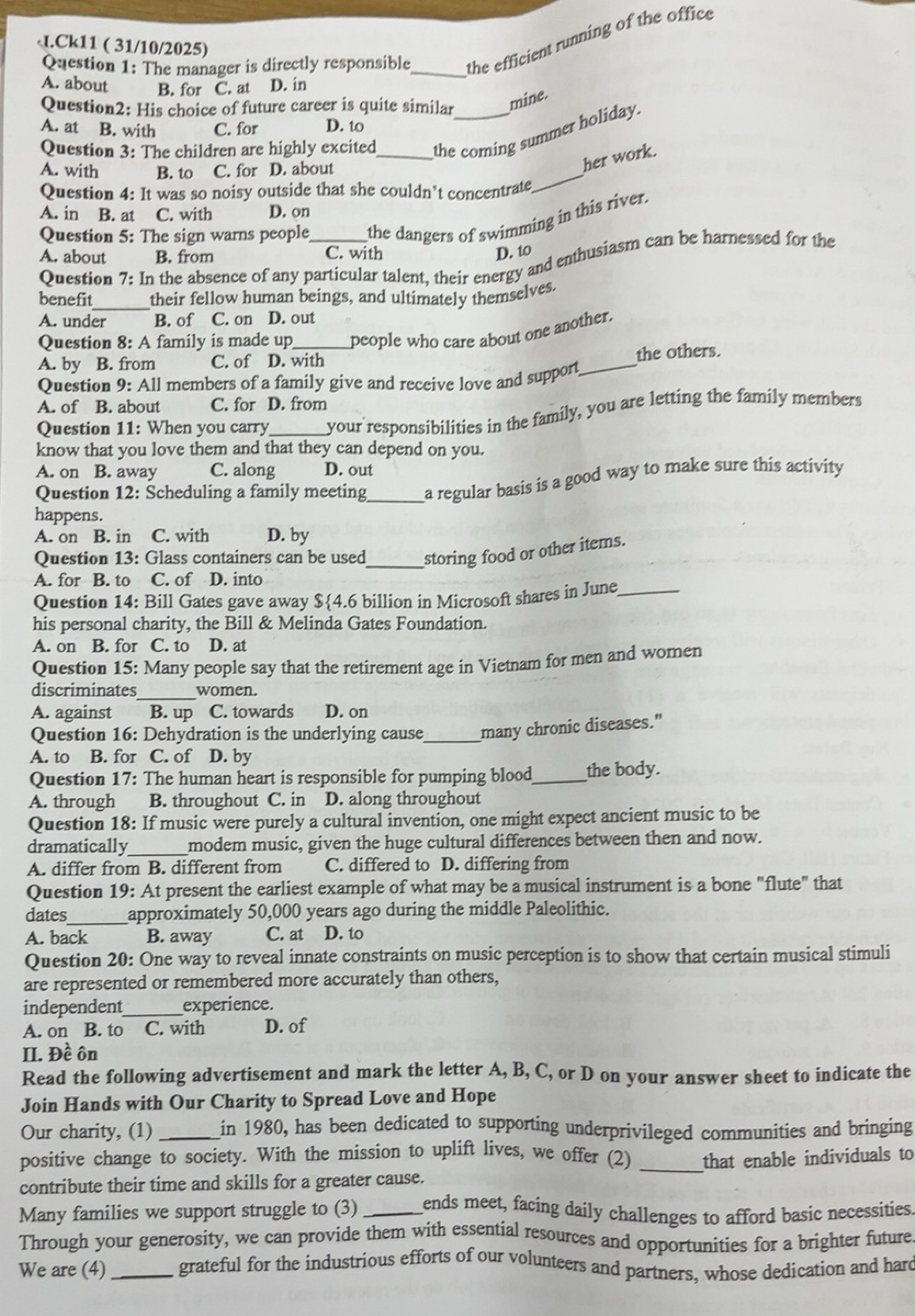 Giải quyết:The manager is directly responsible_ the efficient running ...
