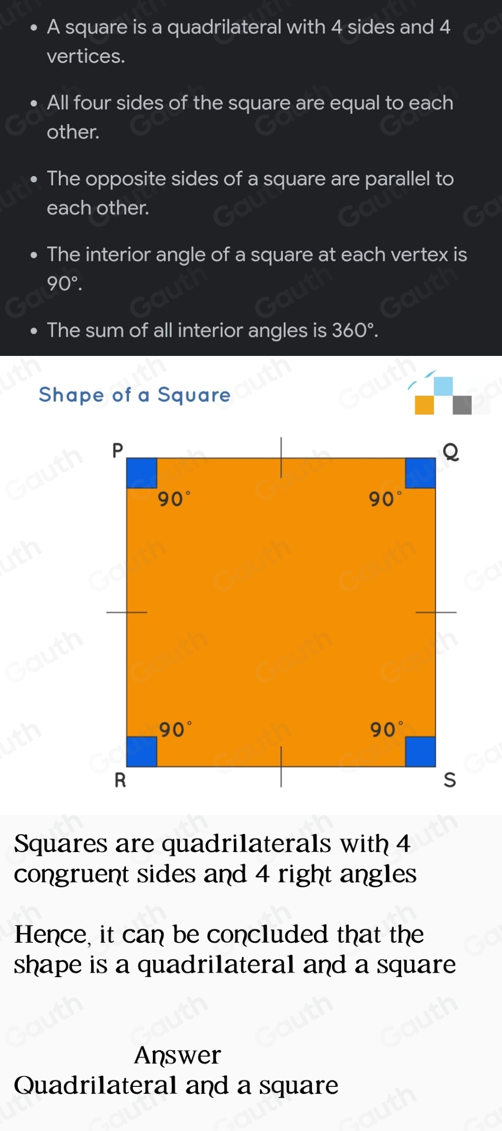 Solved: Determine if the shape shown is a Quadrilateral, Kite ...