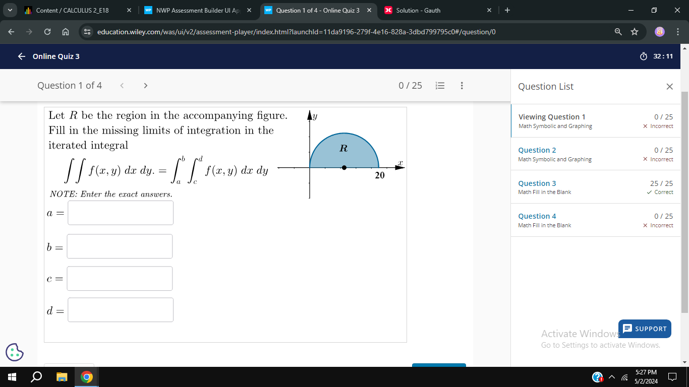 Solved: Content / CALCULUS 2_E18 NWP Assessment Builder UI Ap Question ...