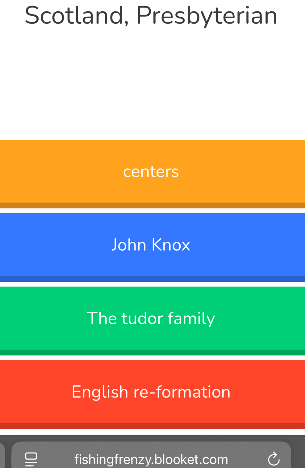 Solved: Scotland, Presbyterian centers John Knox The tudor family ...