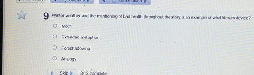 Solved: Bookmanked 9 Winter weather and the mentioning of bad health ...