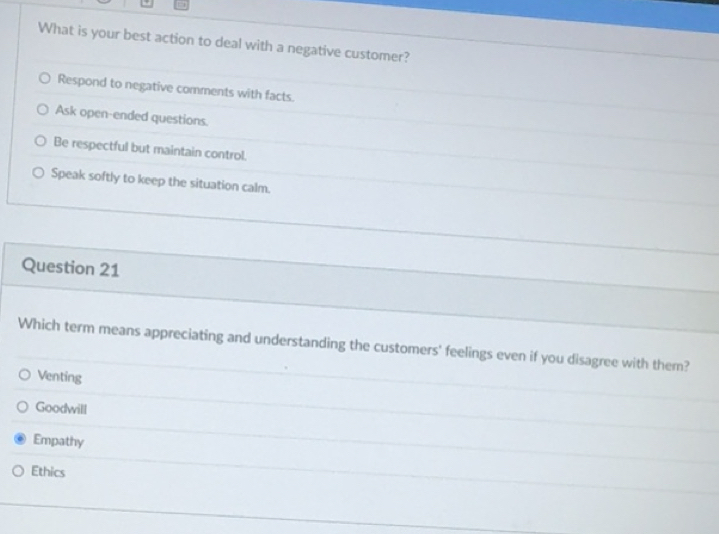 Solved: What is your best action to deal with a negative customer ...