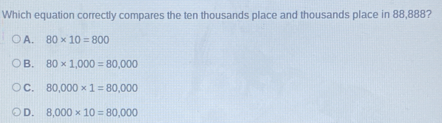 Solved: Which equation correctly compares the ten thousands place and ...