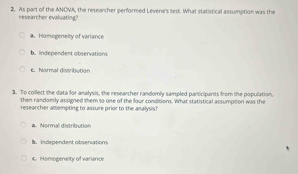 Solved: As part of the ANOVA, the researcher performed Levene’s test ...