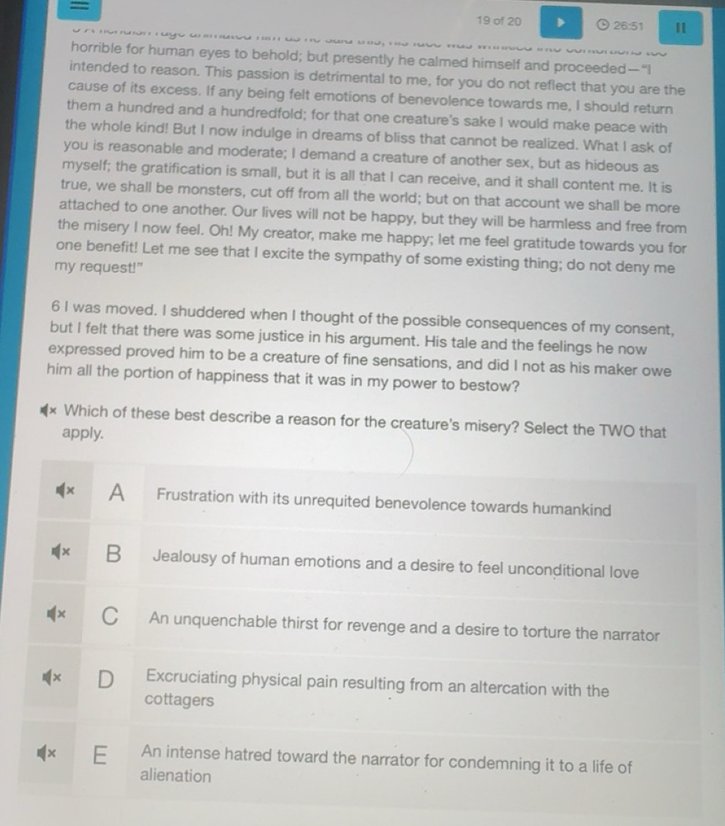 Solved: = 19 of 20 26:51 horrible for human eyes to behold; but ...