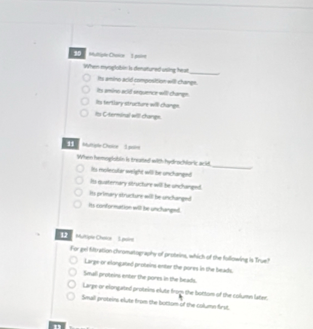 Solved: polint When myoglobin is denatured using heat_ . its amino acid ...