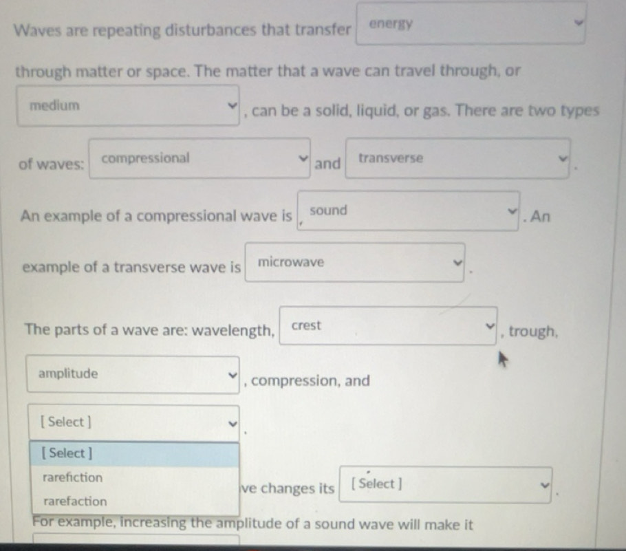 Solved: Waves are repeating disturbances that transfer energy through ...