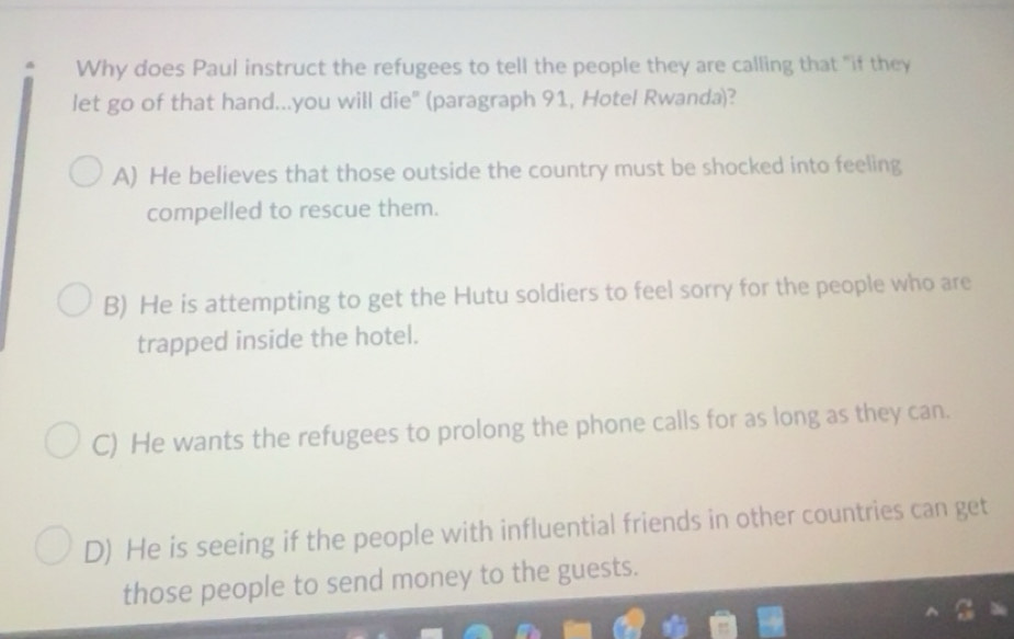 Solved: Why does Paul instruct the refugees to tell the people they are ...