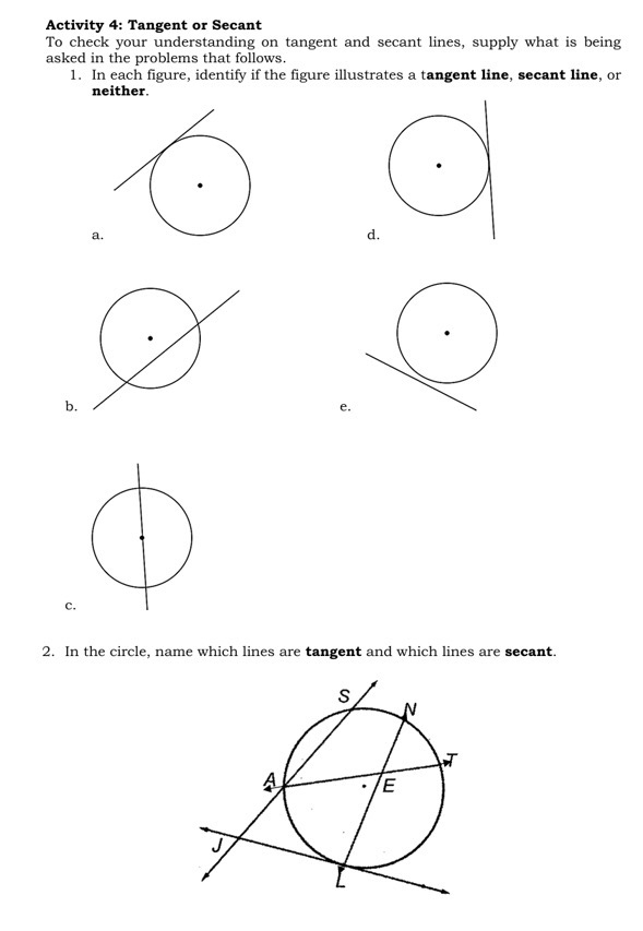 Solved: Activity 4: Tangent or Secant To check your understanding on ...