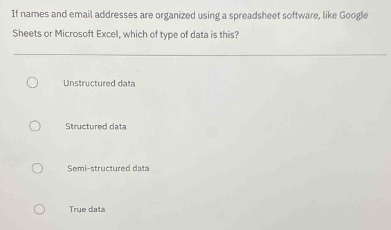 Solved: If names and email addresses are organized using a spreadsheet ...