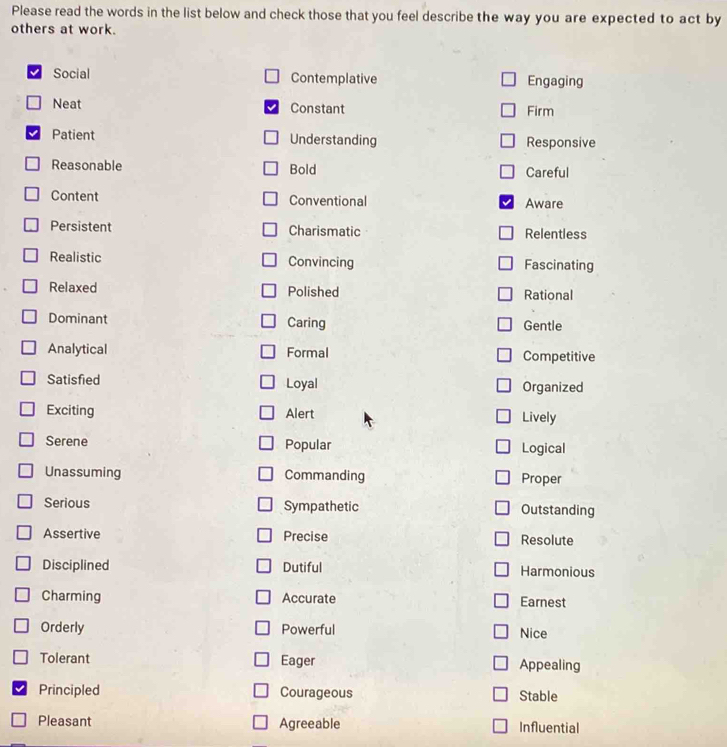 Solved: Please read the words in the list below and check those that ...