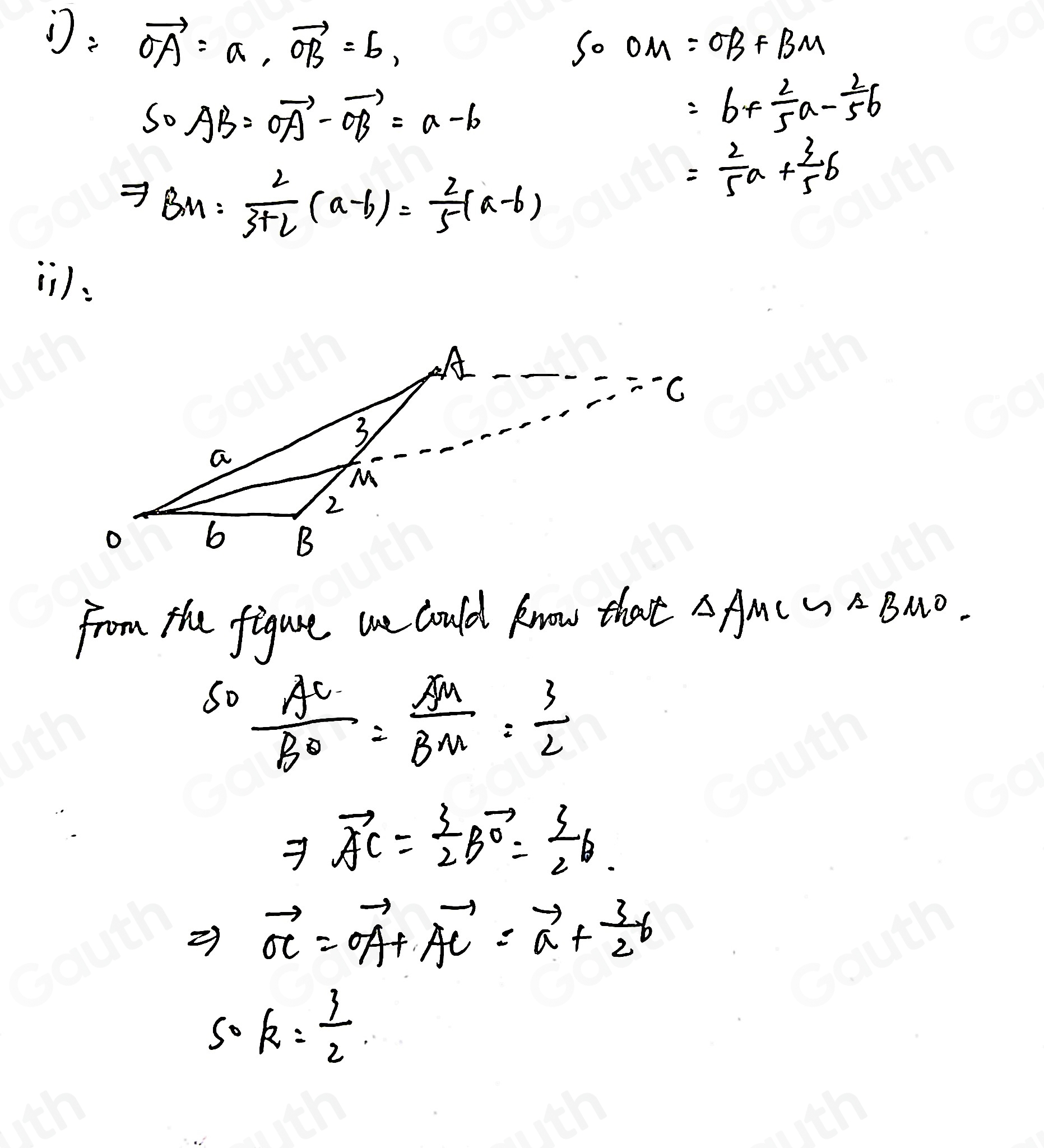Solved: In the diagram, O is the origin, vector OA=a and vector OB=b ...