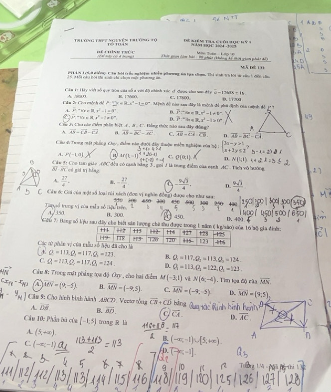 Giải quyết:đê kiêm tra cuôi học kỷ 1 trưởng thịt nguyên trường tộ tô ...