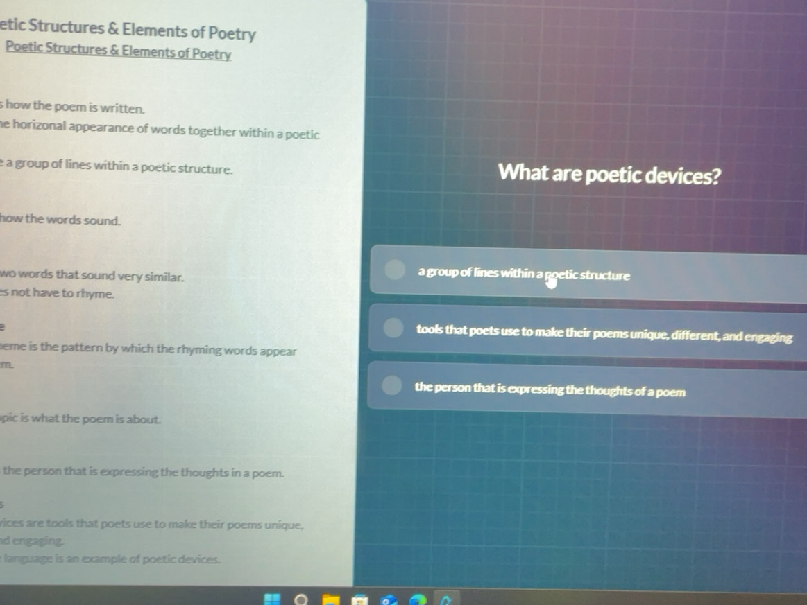 Solved: etic Structures & Elements of Poetry Poetic Structures ...