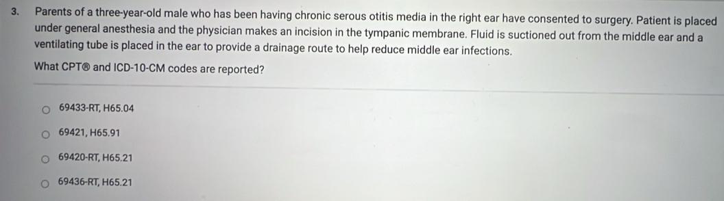 Solved: Parents of a three-year-old male who has been having chronic ...