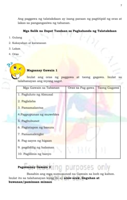 Solved: Ang paggawa ng talatakdaan ay isang paraan ng pagtitipid ng ...