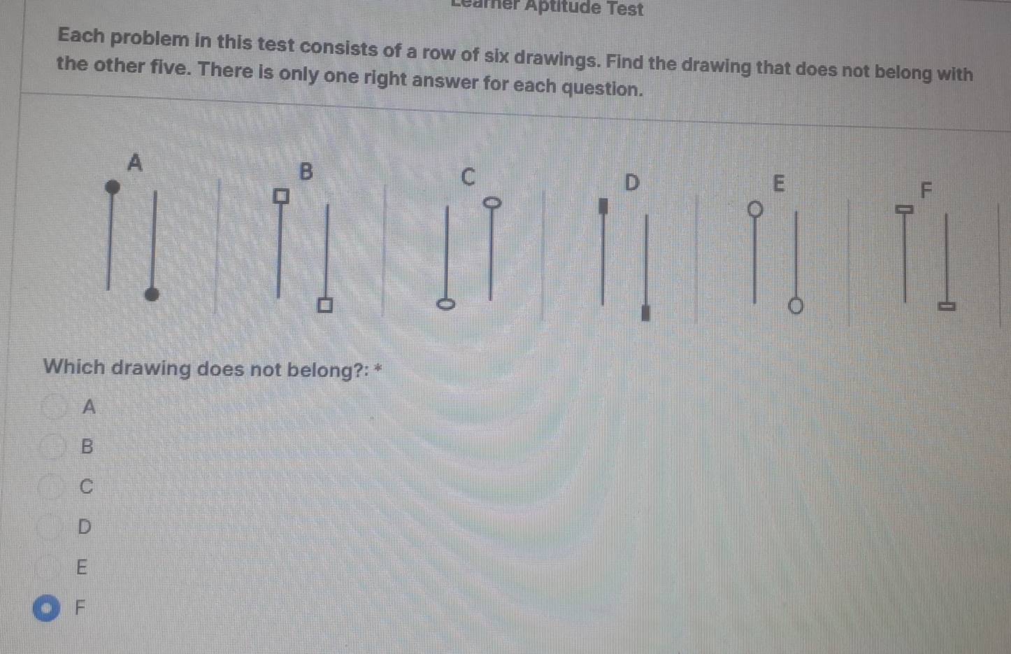 Solved: Leamer Aptítude Test Each problem in this test consists of a ...