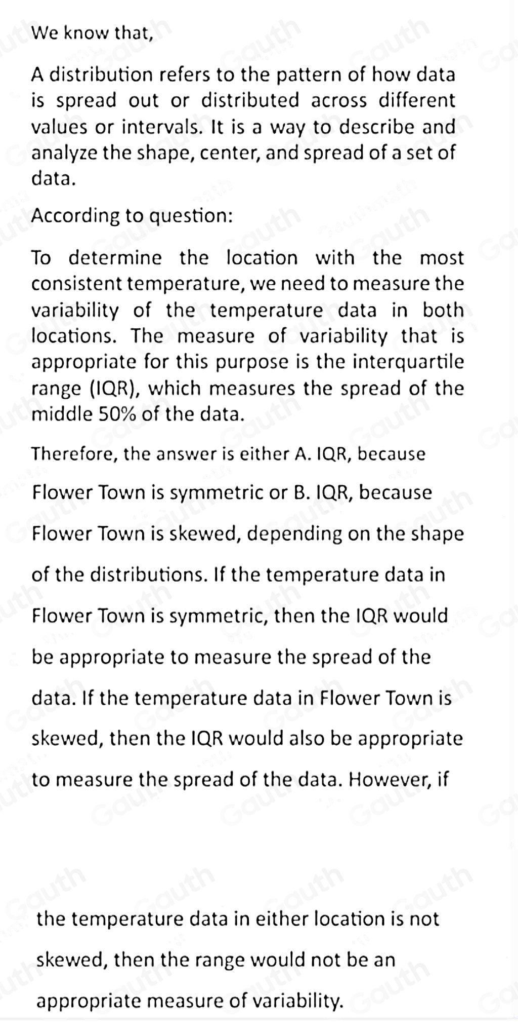 Solved: The histograms display the frequency of temperatures in two different locations in a 30 ...