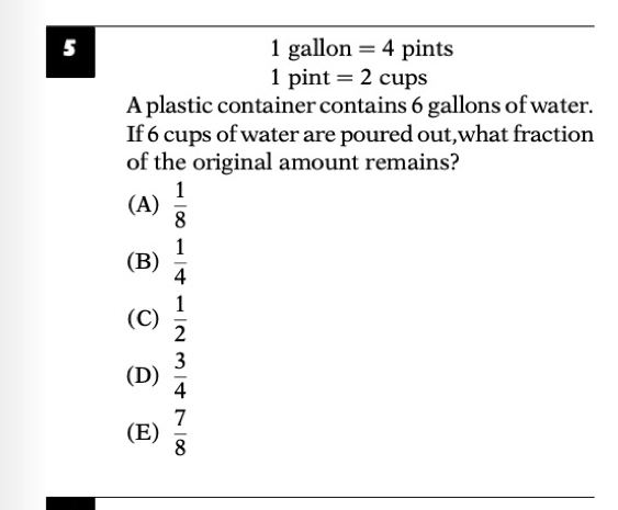 Solved: 5 1 gallon =4 pints 1 pint =2cups A plastic container contains ...
