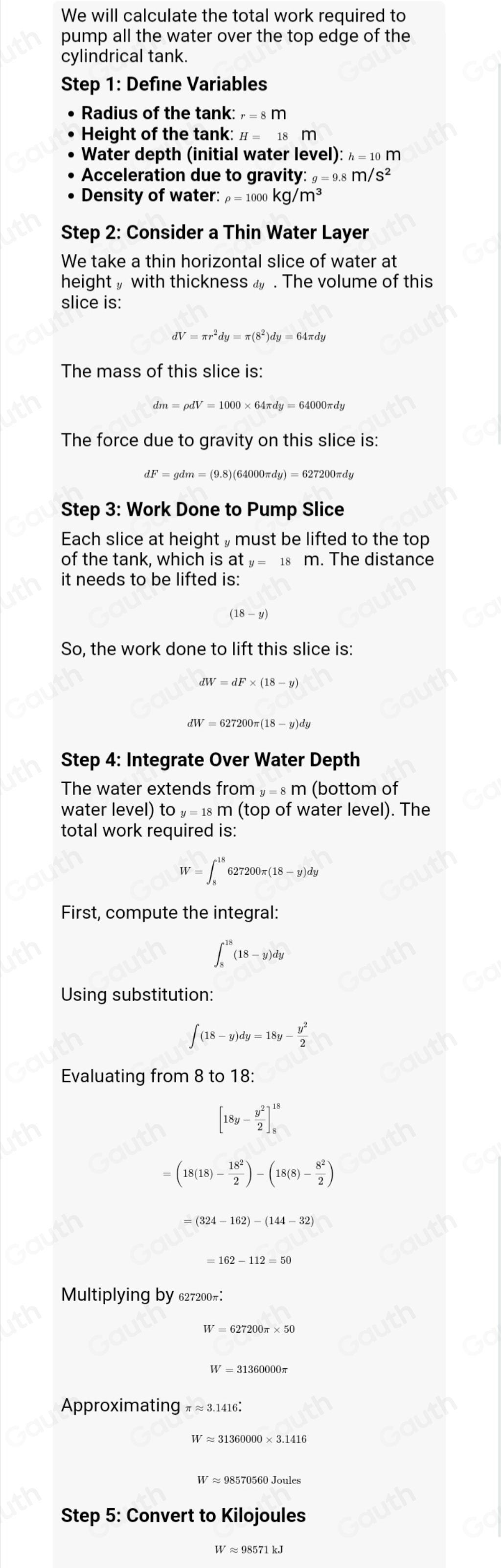 Solved: For a given cylindrical tank, the radius is 8 m and the height ...