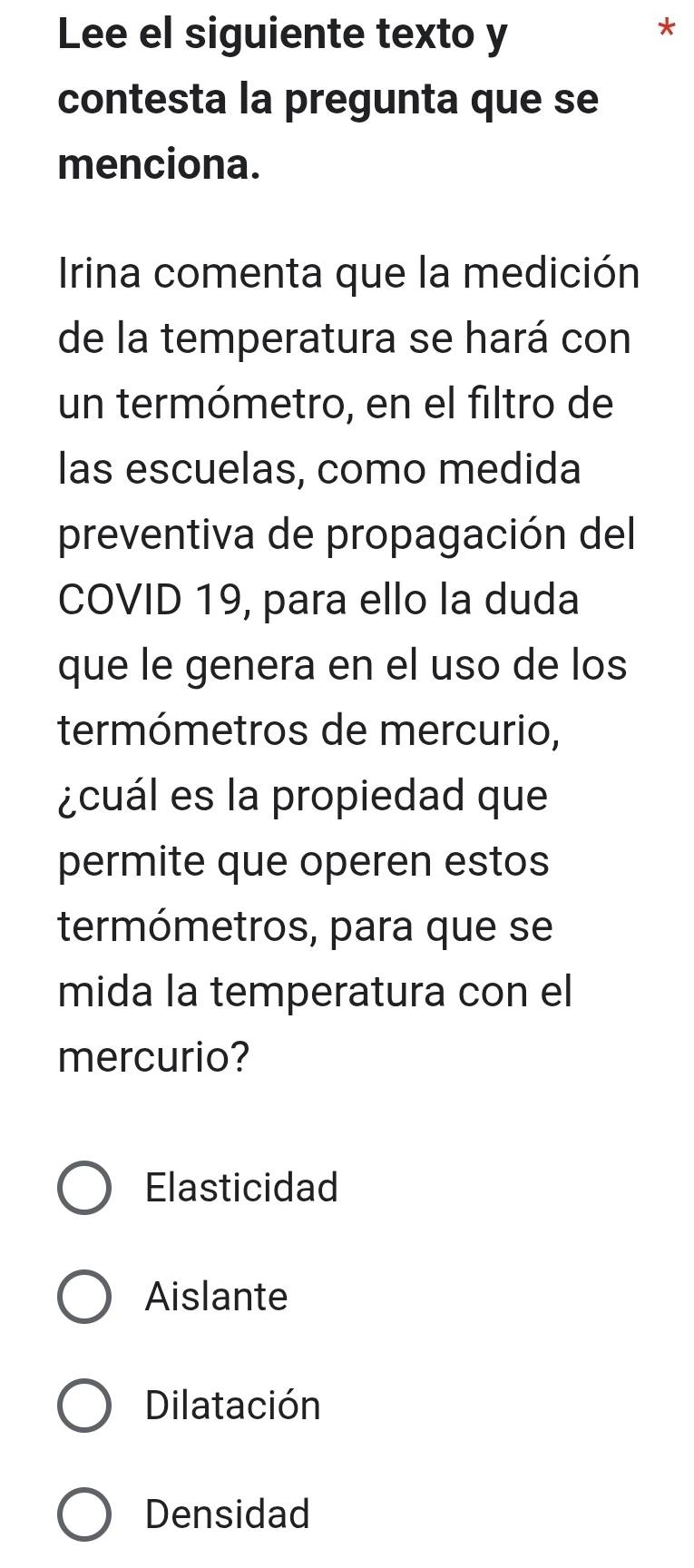 Resuelto:Lee el siguiente texto y * contesta la pregunta que se ...