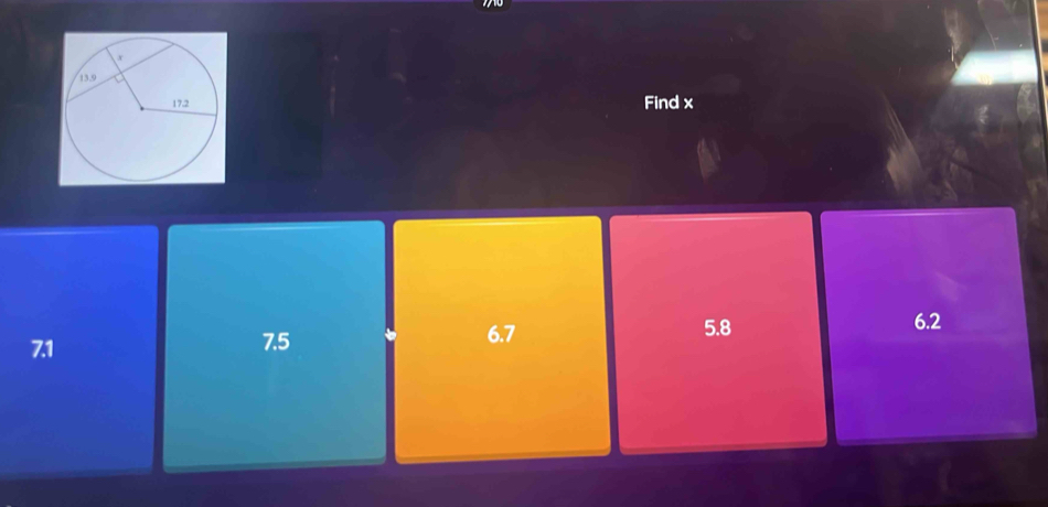 Solved: Find x 7.1 7.5 6.7 5.8 6.2 [Math]