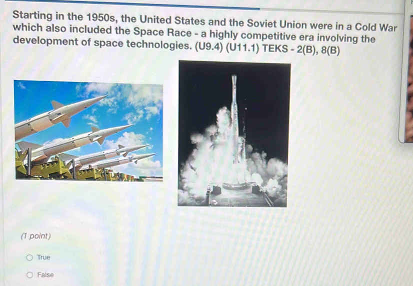 Solved: Starting in the 1950s, the United States and the Soviet Union ...