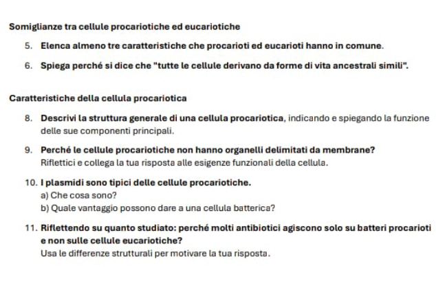 Risolto:Somiglianze tra cellule procariotiche ed eucariotiche 5. Elenca ...